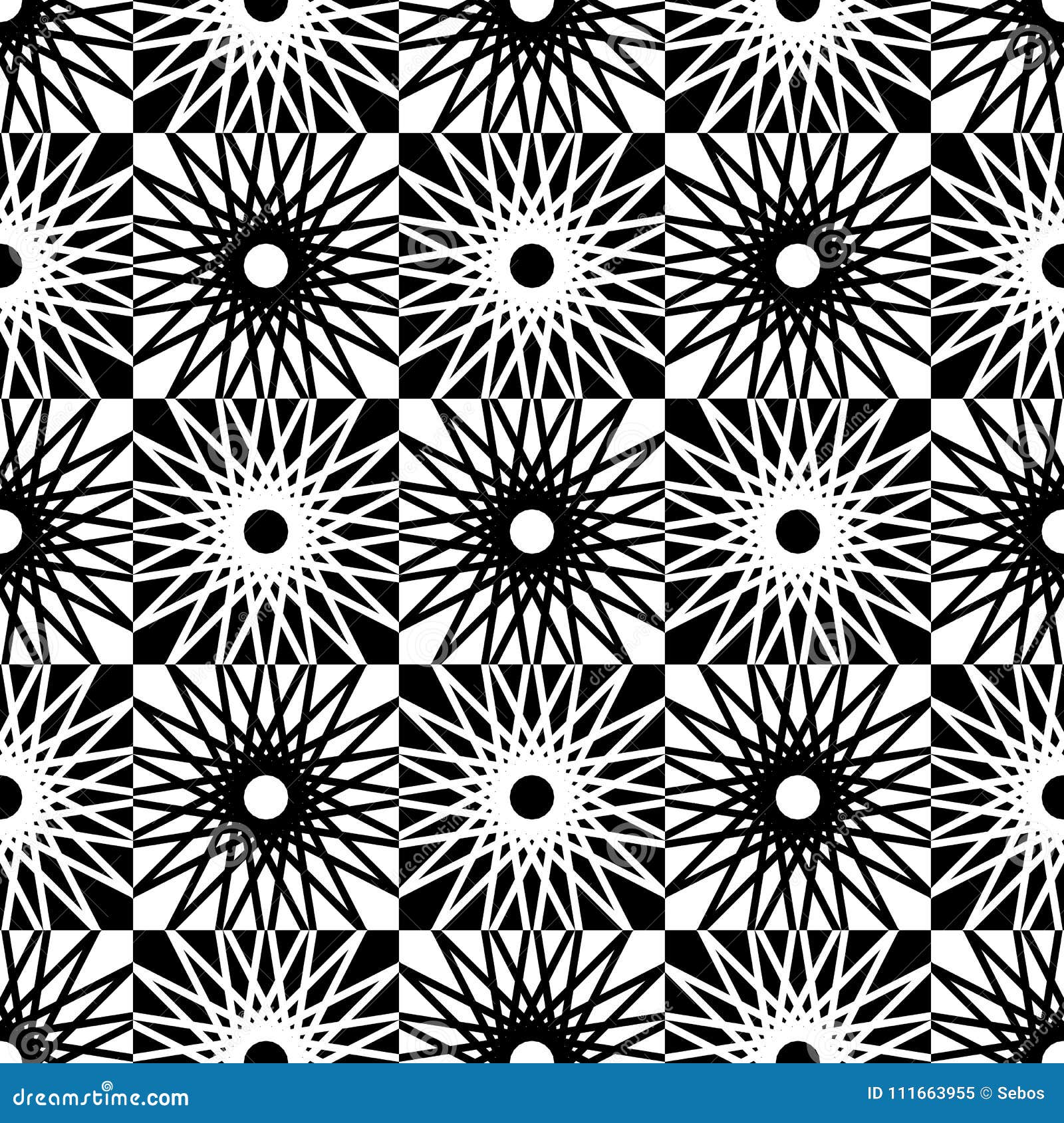 Abstract Vector Seamless Op Art Pattern. Monochrome Graphic Black and ...