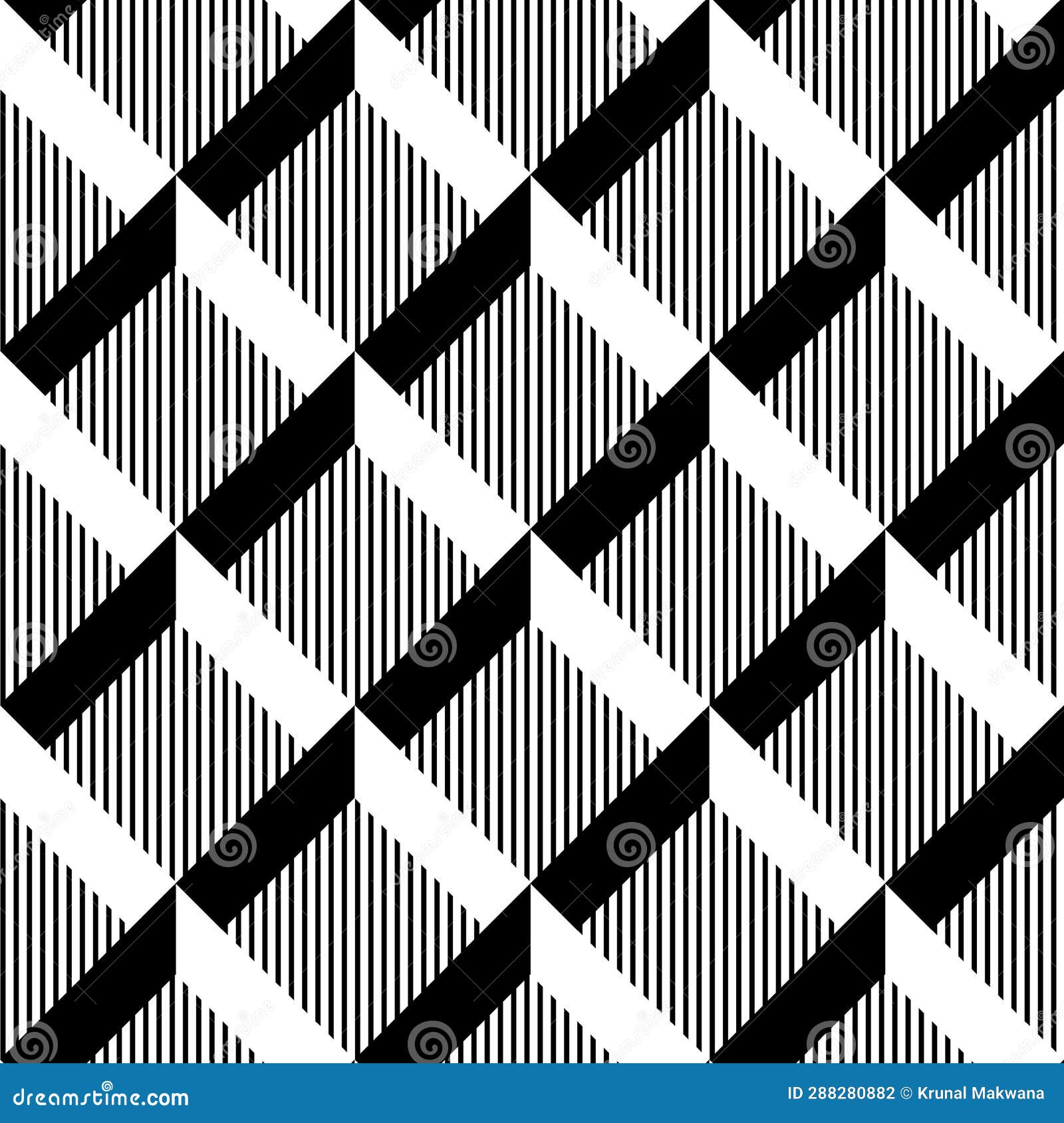 Abstract Vector Seamless Op Art Pattern. Monochrome Graphic Black and ...
