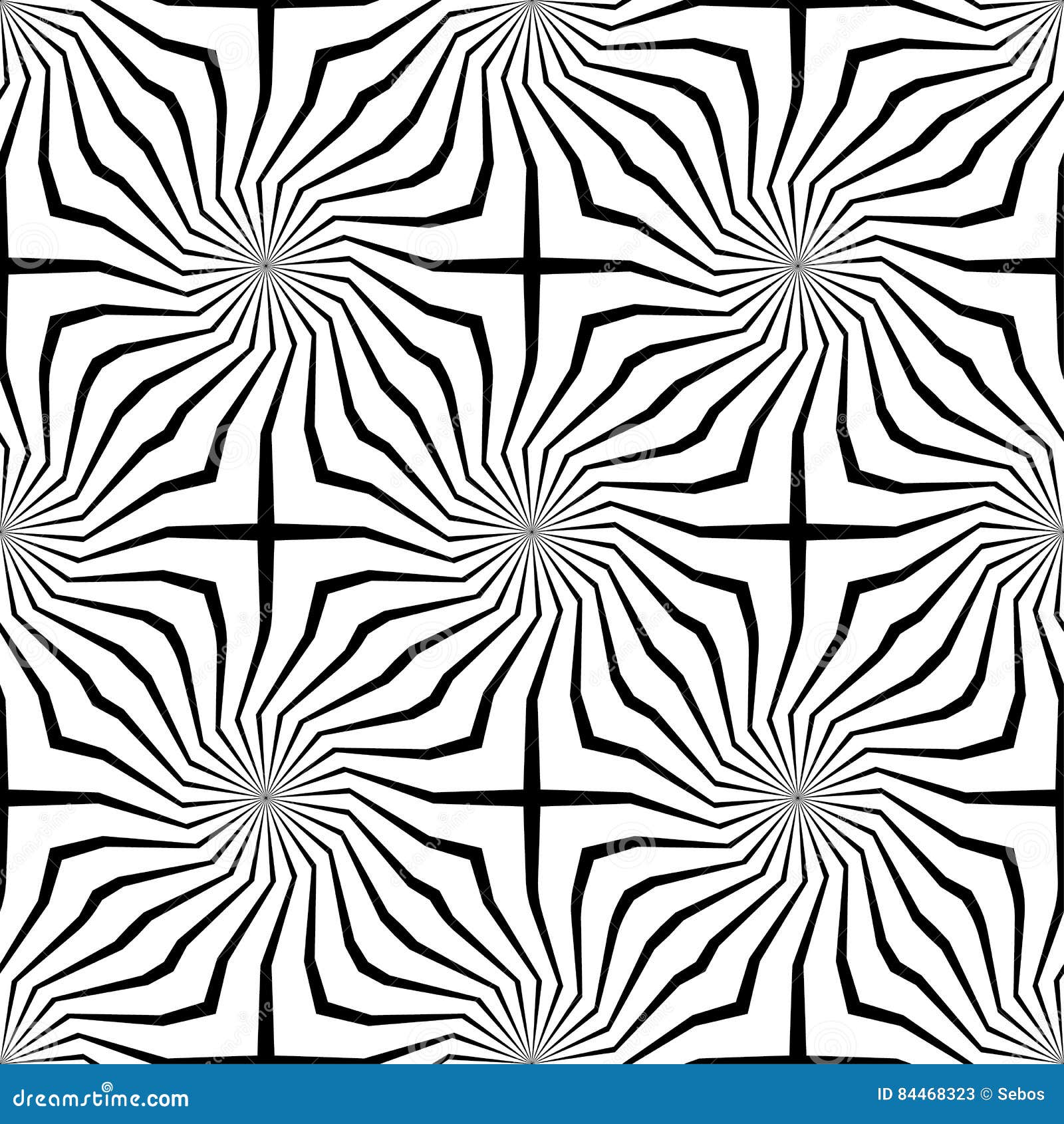 Abstract Vector Seamless Op Art Pattern. Monochrome Graphic Black and ...