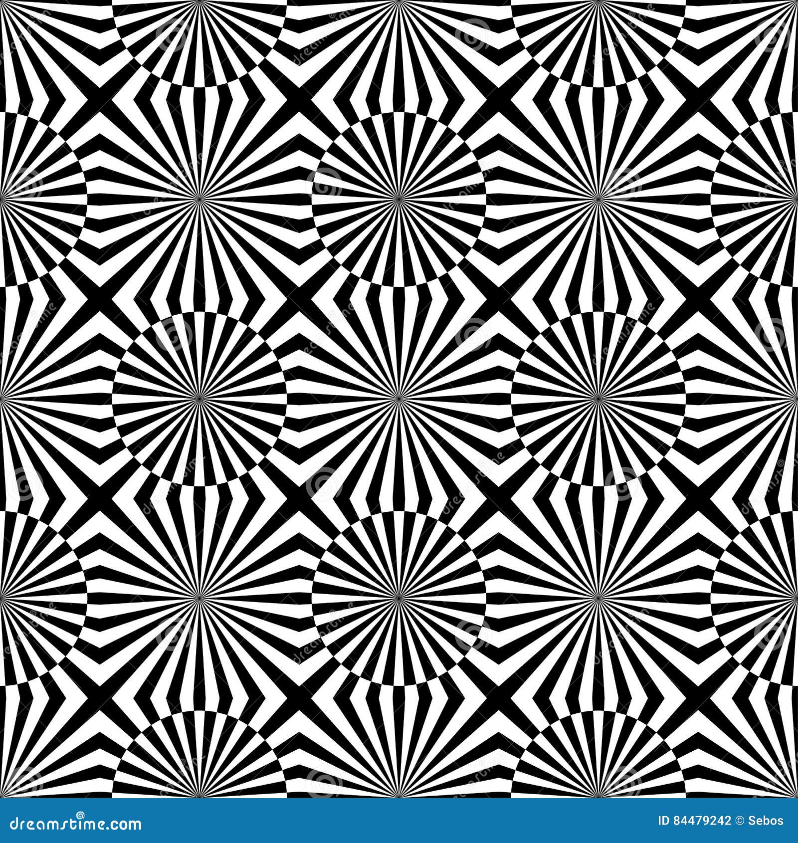 Abstract Vector Seamless Op Art Pattern. Monochrome Graphic Ornament ...