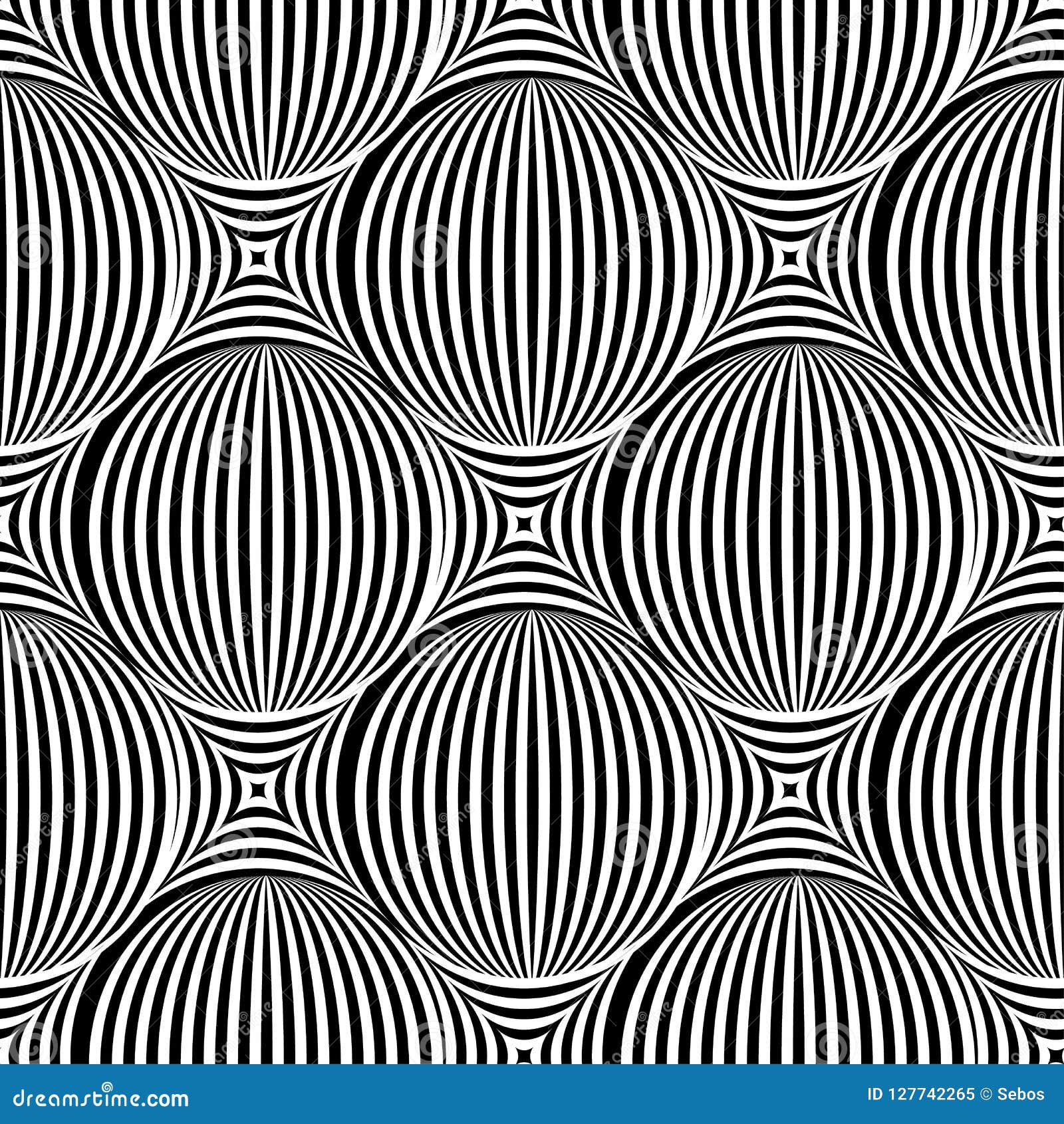 Abstract Vector Seamless Op Art Pattern. Monochrome Pop Art, Graphic ...