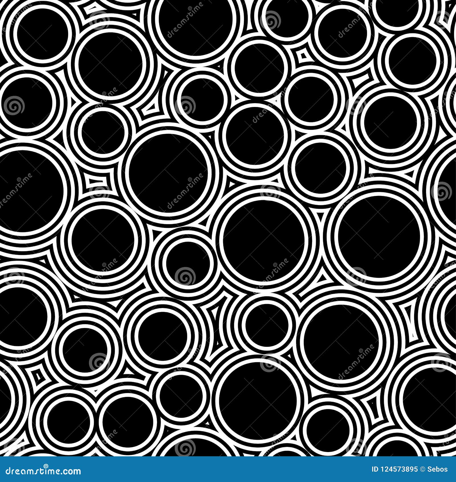 Abstract Vector Seamless Op Art Pattern with Round. Black and White Pop ...