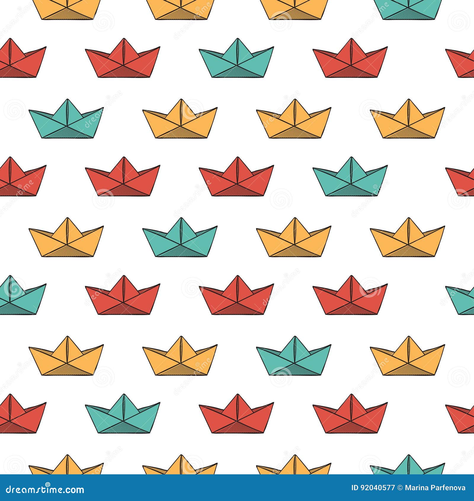 Abstract Vector Seamless Pattern Background with Paper Origami Ships ...