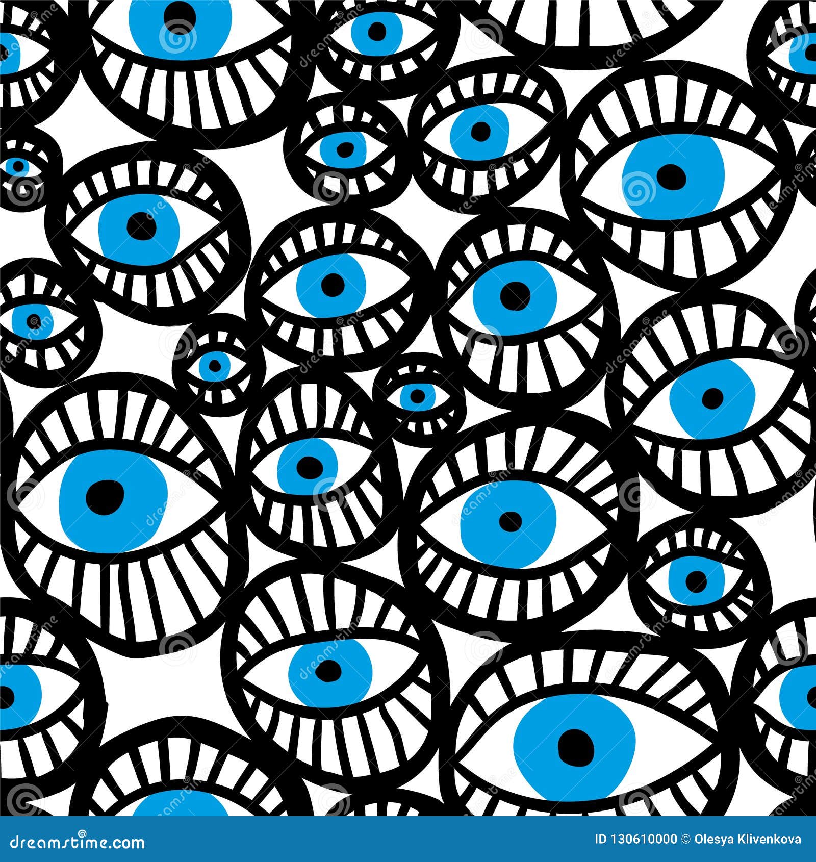 Abstract Vector Seamless Pattern with Blue Eyes Stock Vector ...