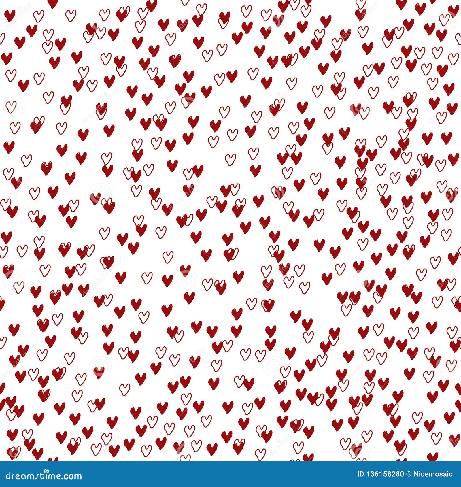 Abstract Vector Seamless Pattern with Chaotic Hearts. Classical Neutral ...