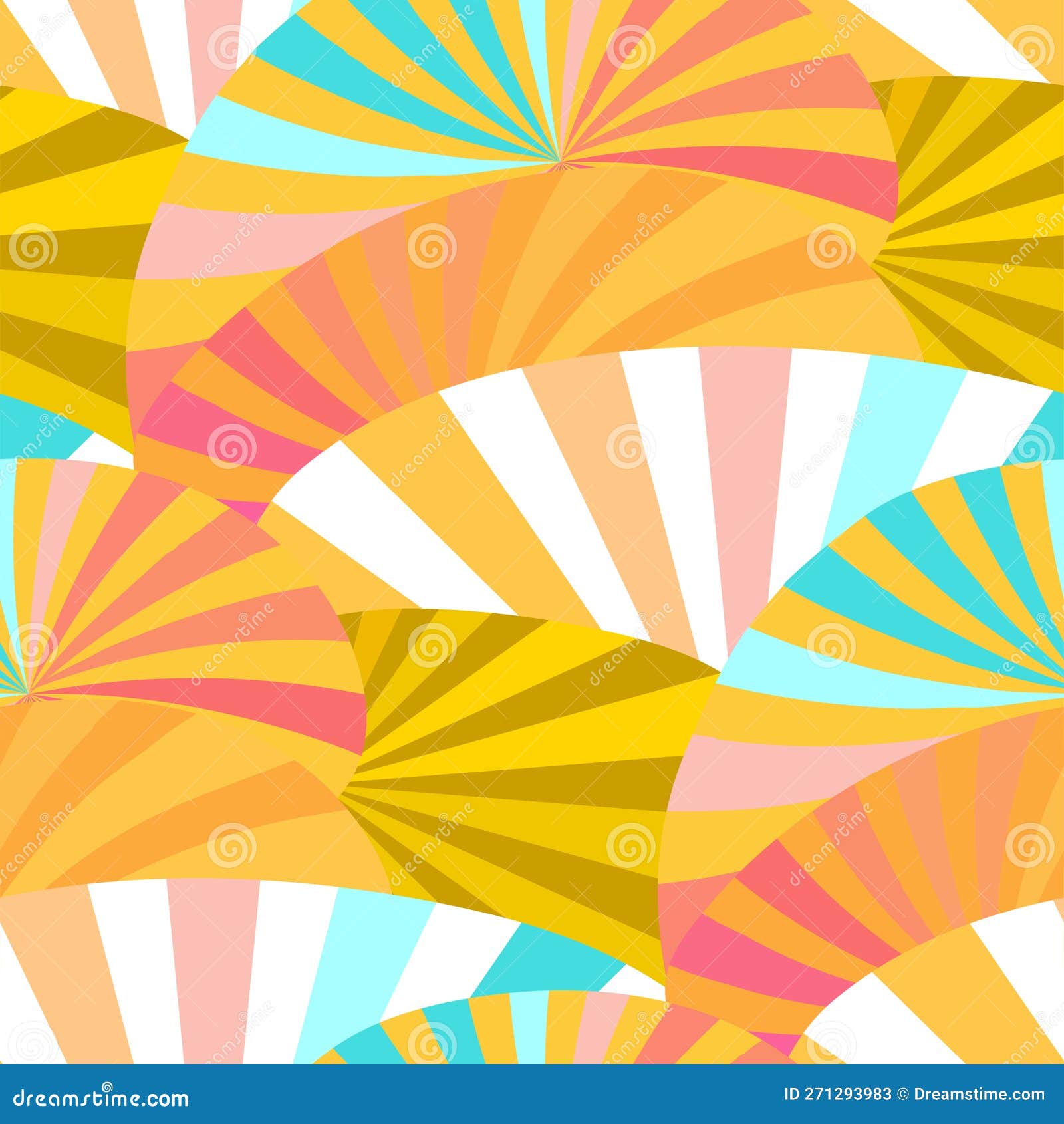 Abstract Vector Seamless Pattern of Colorful Radiant Shapes. Stock ...