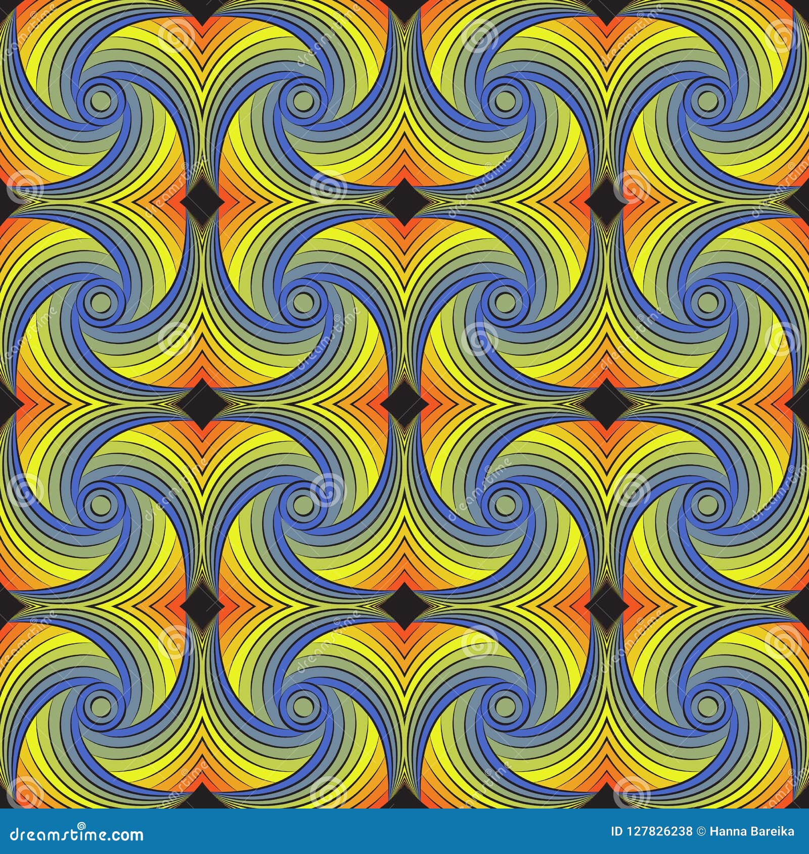 Abstract Vector Seamless Pattern. Geometric Curve Elements. Stock ...