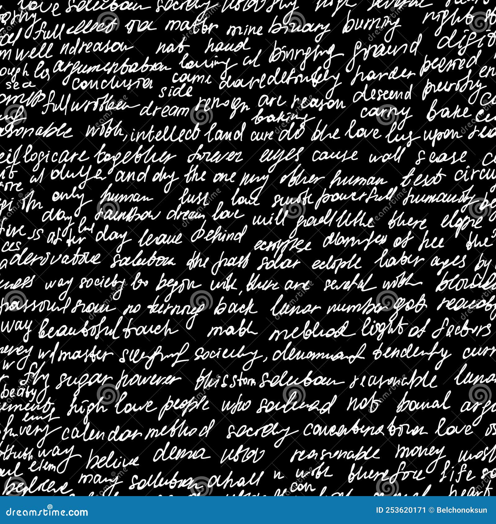 Abstract Vector Seamless Pattern with Handwritten Unreadable Letters ...