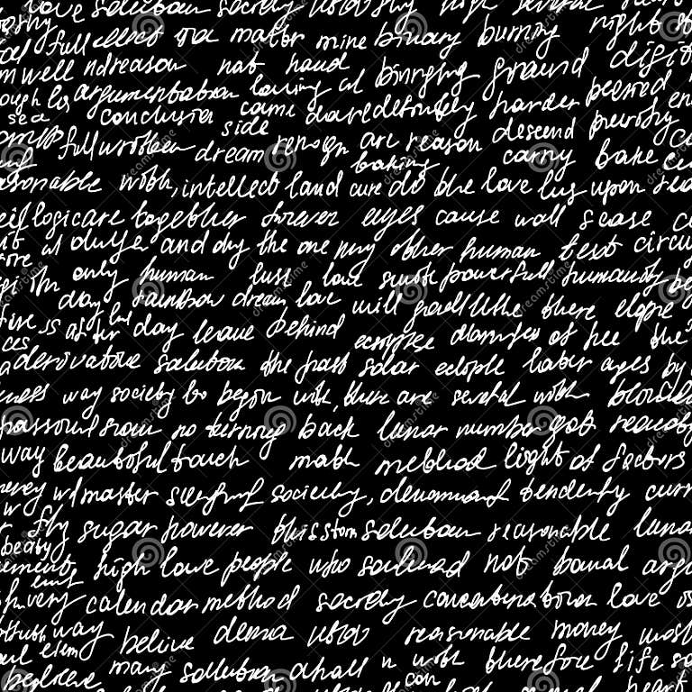 Abstract Vector Seamless Pattern with Handwritten Unreadable Letters ...