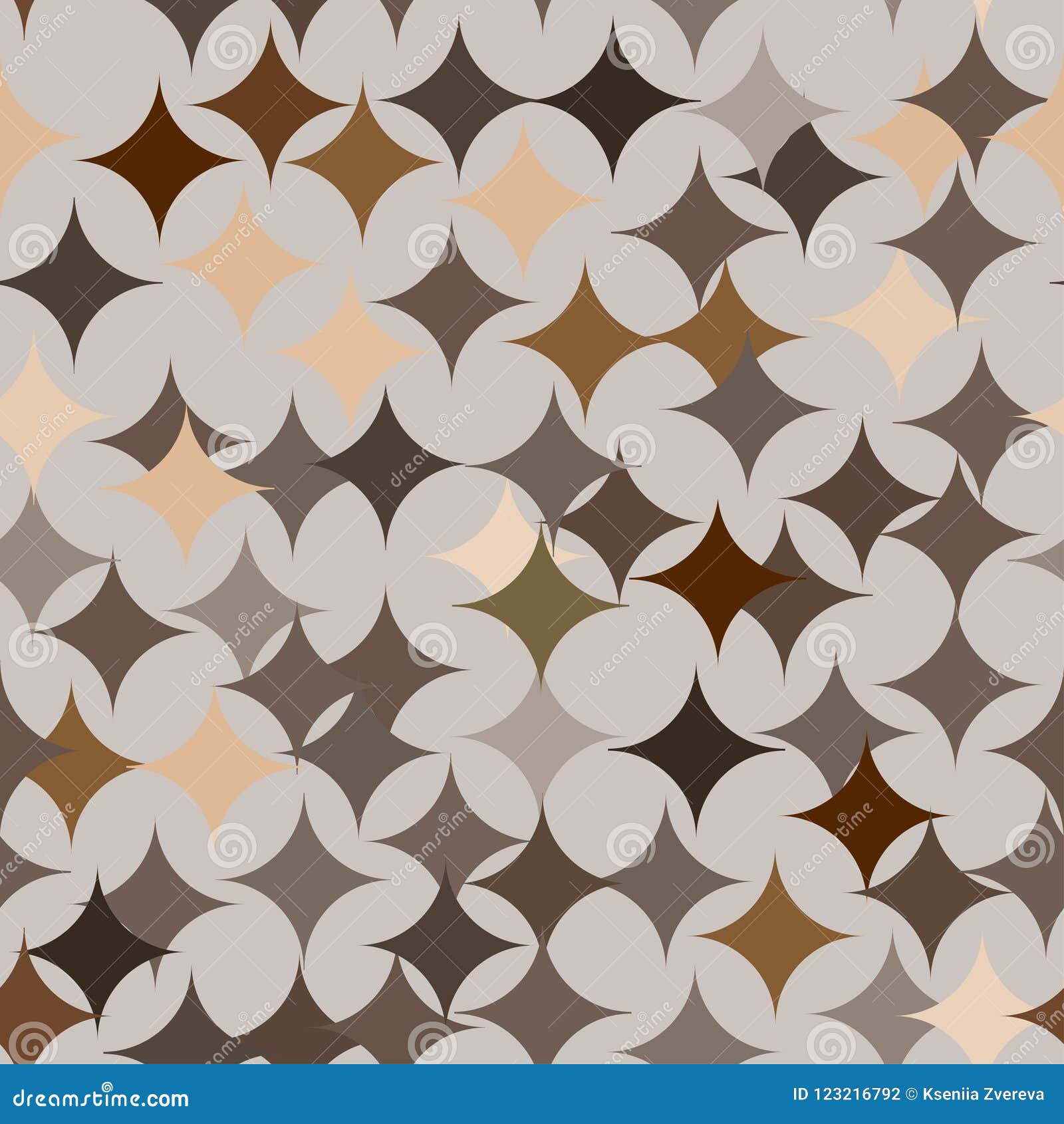 Abstract Vector Seamless Retro Tile Pattern with Geometric Rouns Brown ...
