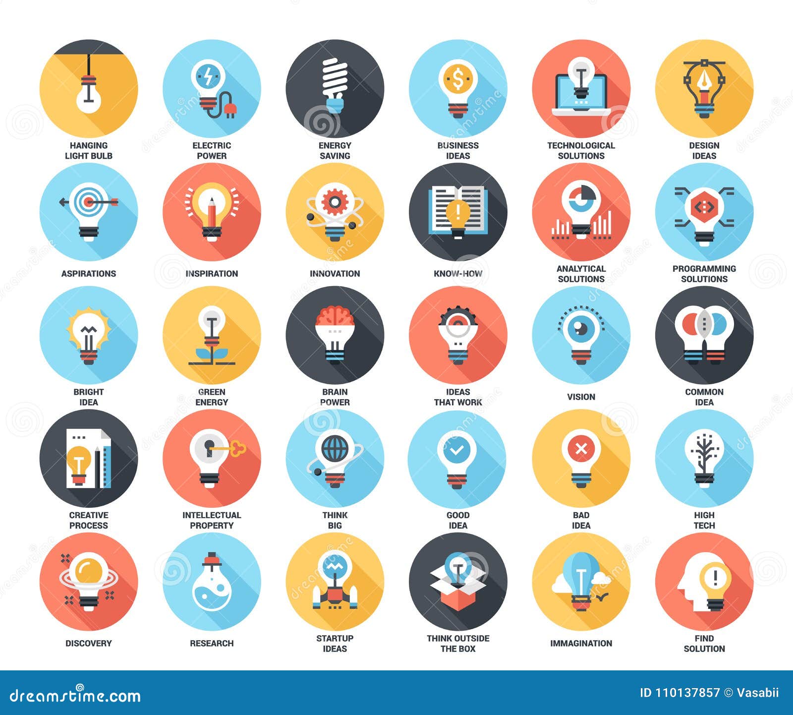 Light bulbs icons stock vector. Illustration of electric - 110137857