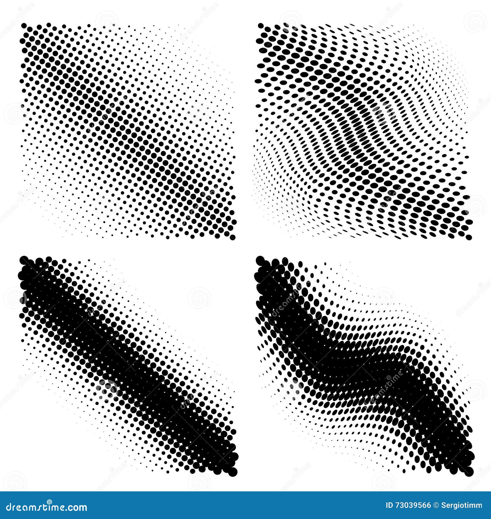 Abstract Vector Set of Halftone Circles of Different Density Stock ...