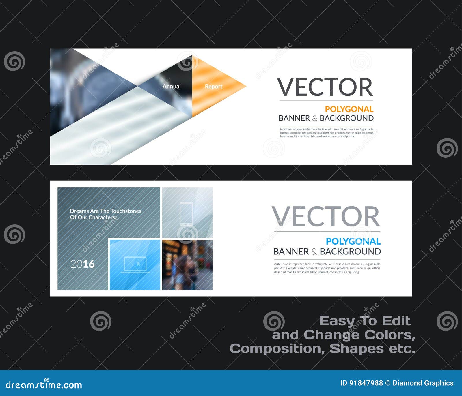 Abstract Vector Set of Modern Horizontal Website Banners with Co Stock ...