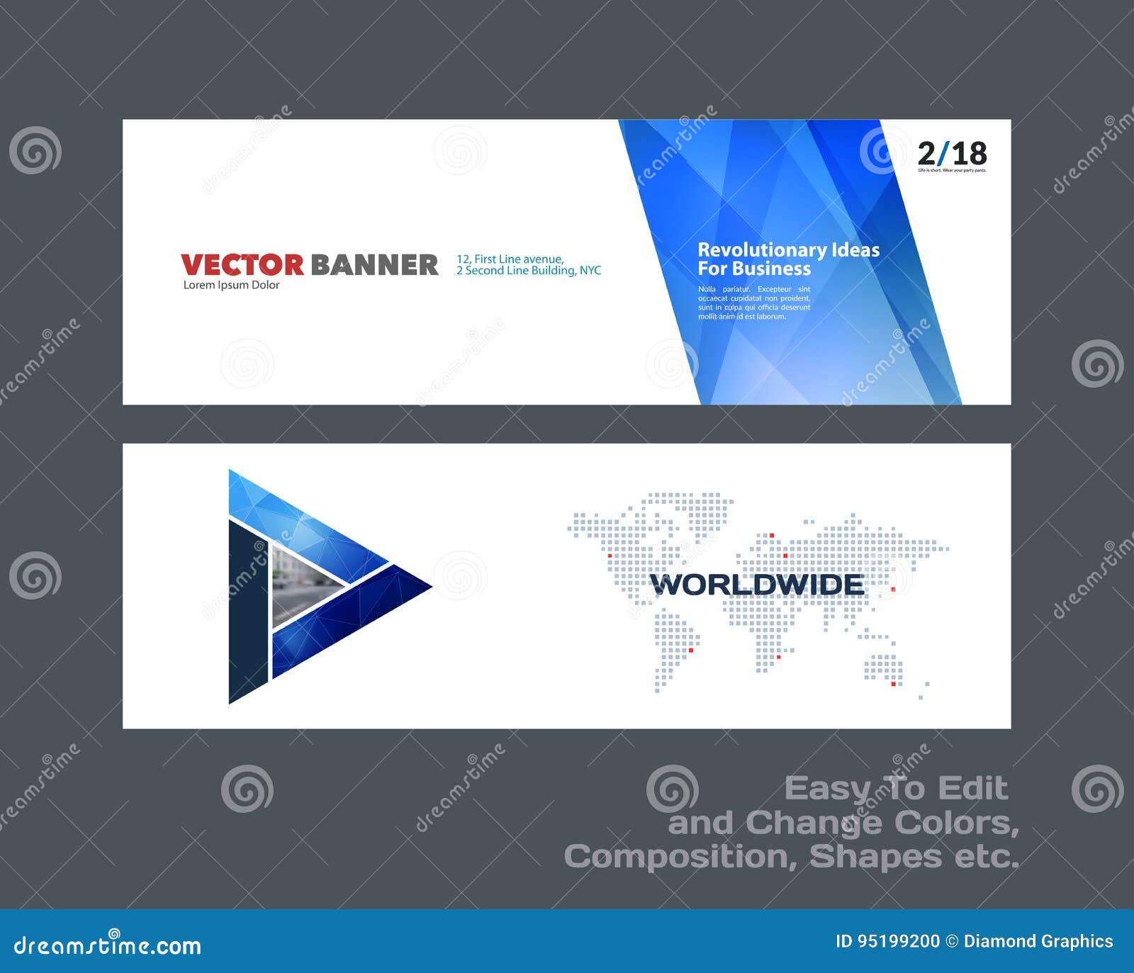 Abstract Vector Set of Modern Horizontal Website Banners with Colourful ...