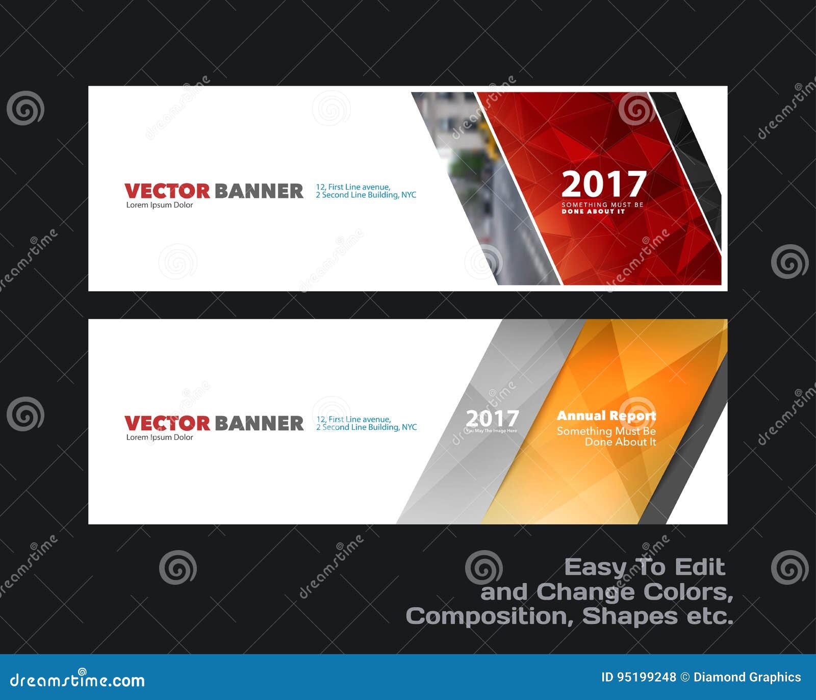 Abstract Vector Set of Modern Horizontal Website Banners with Colourful ...