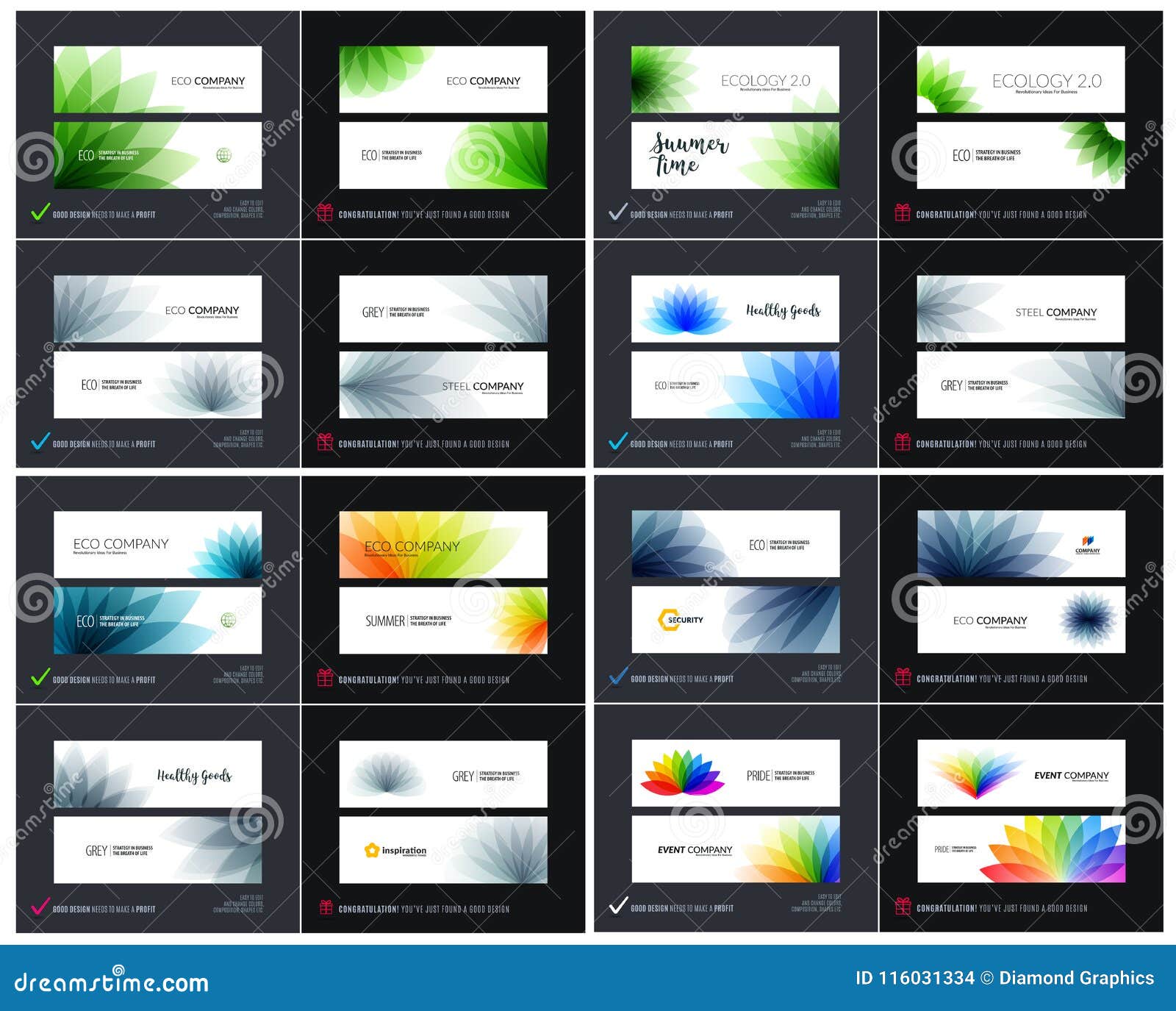 Abstract Vector Set of Horizontal Website Banners with Colourful ...