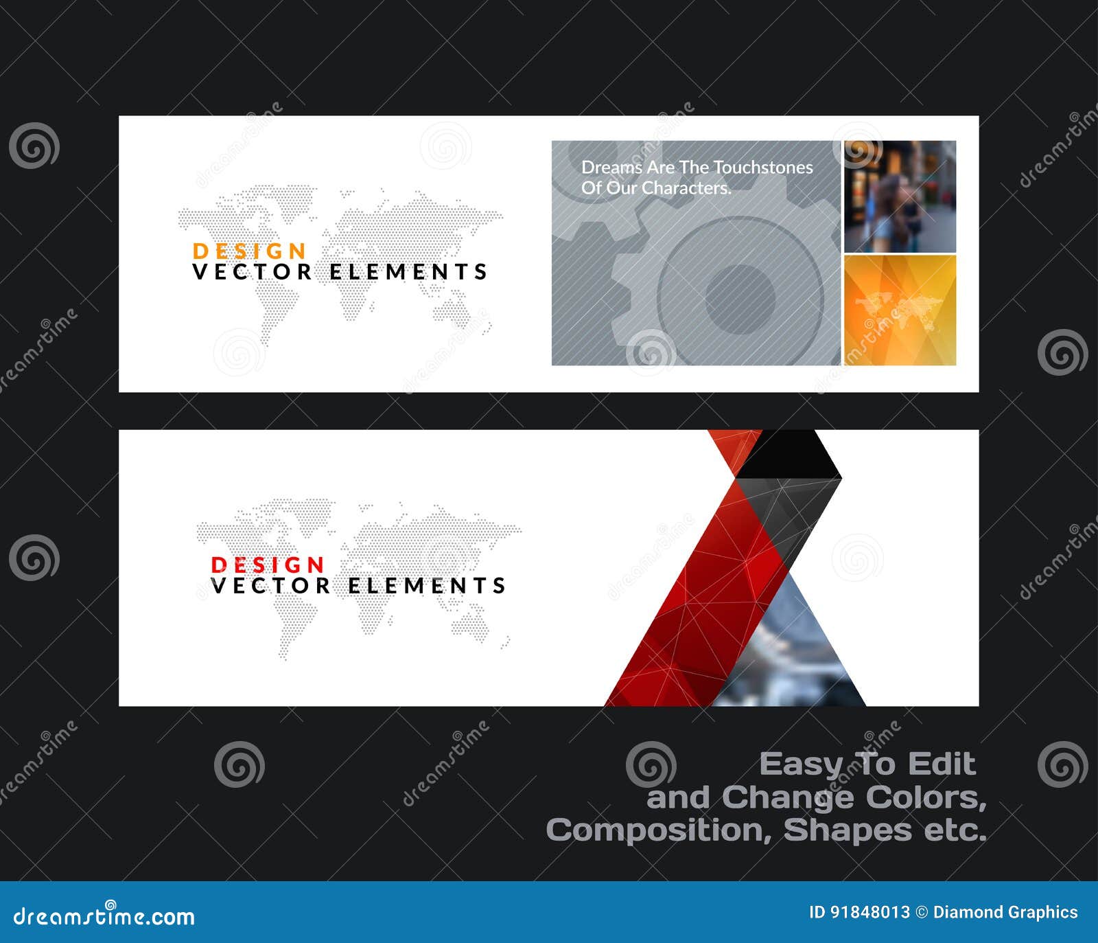 Abstract Vector Set of Modern Horizontal Website Banners Stock Vector ...