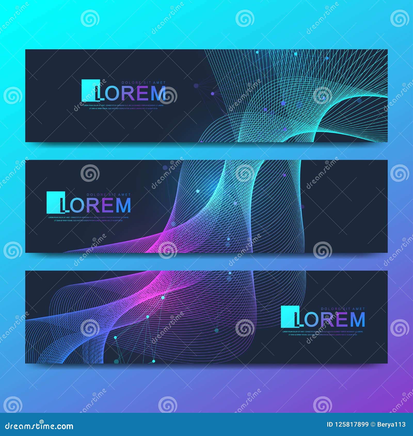 Abstract Vector Set of Modern Website Banners. Scientific Cybernetics ...