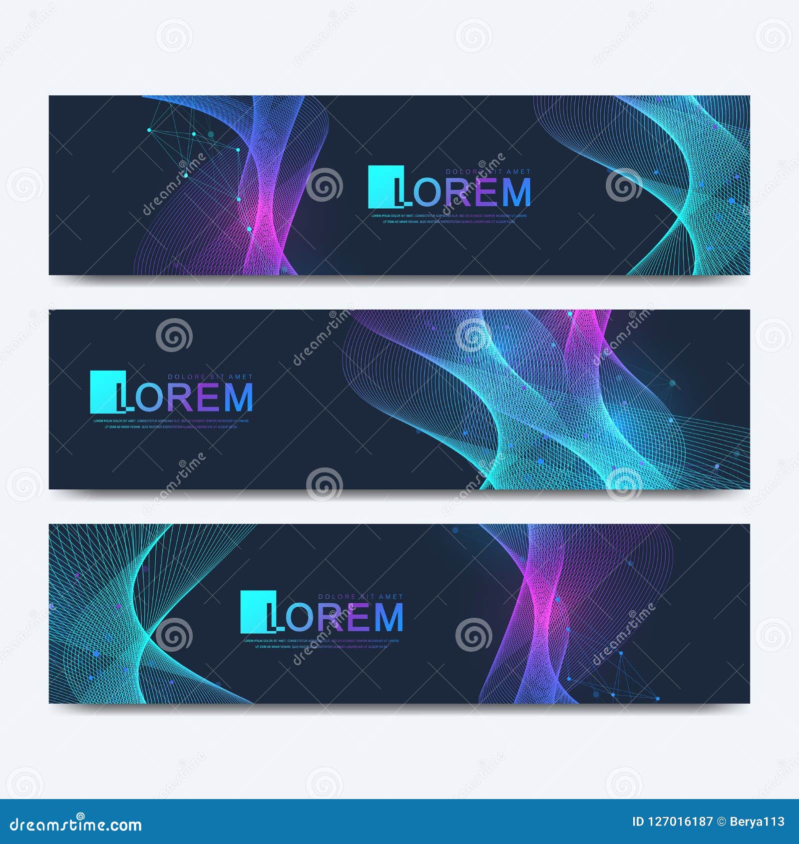 Abstract Vector Set of Modern Website Banners. Scientific Cybernetics ...