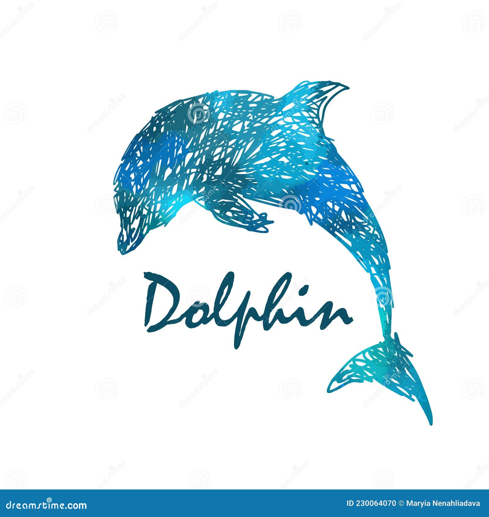 Dolphin Line Abstract. Handmade Shading. Vector Illustration Stock ...