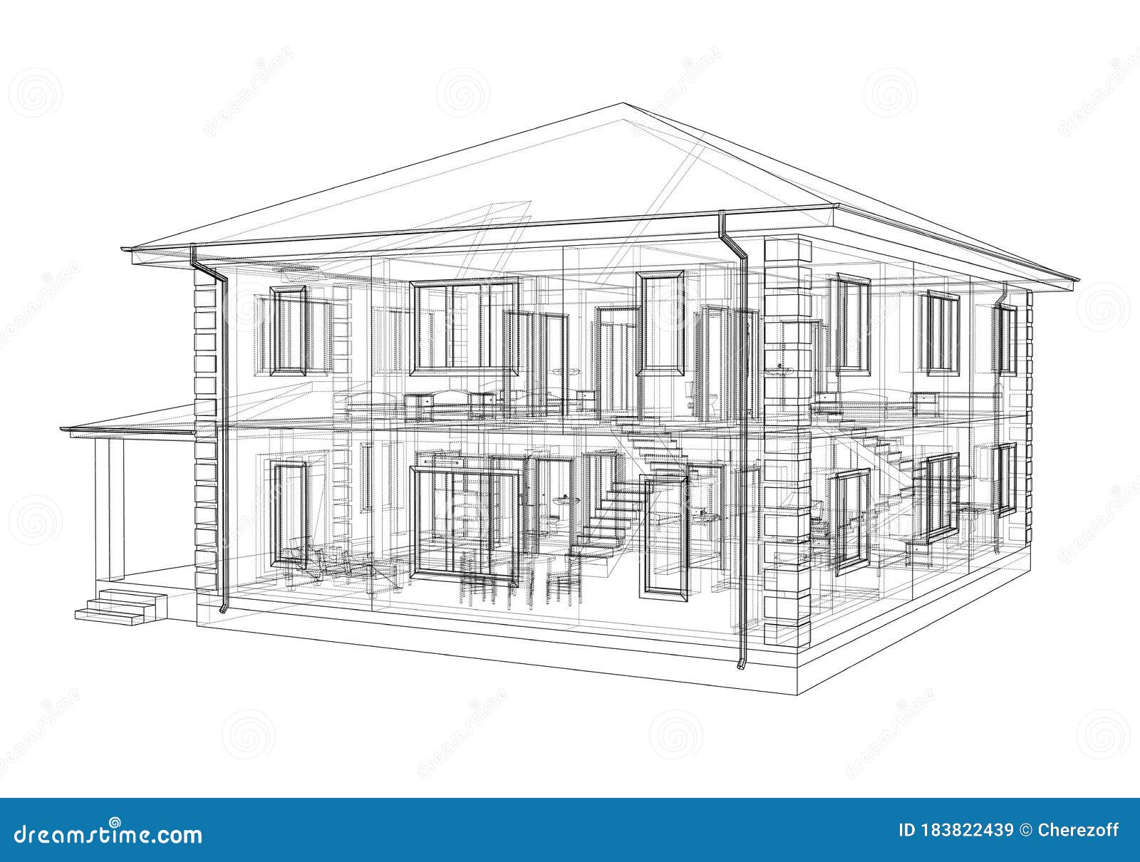 Abstract Vector Sketch of a House Stock Vector - Illustration of prints ...