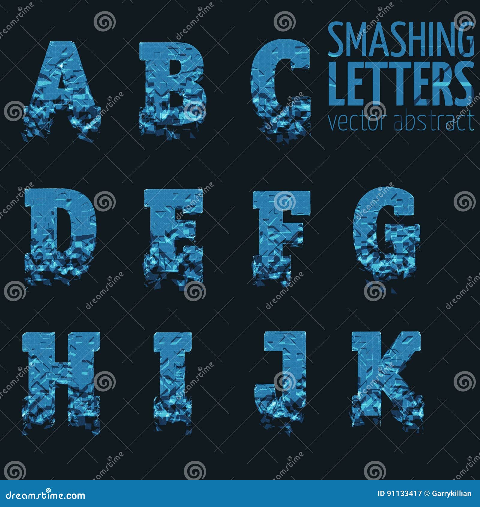 Abstract Vector Smashing Mesh Letters. Futuristic Technology Style ...