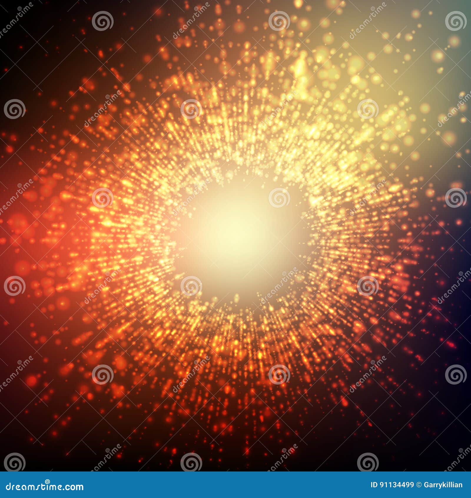 Abstract Vector Space Background. Explosion of Glowing Particles ...