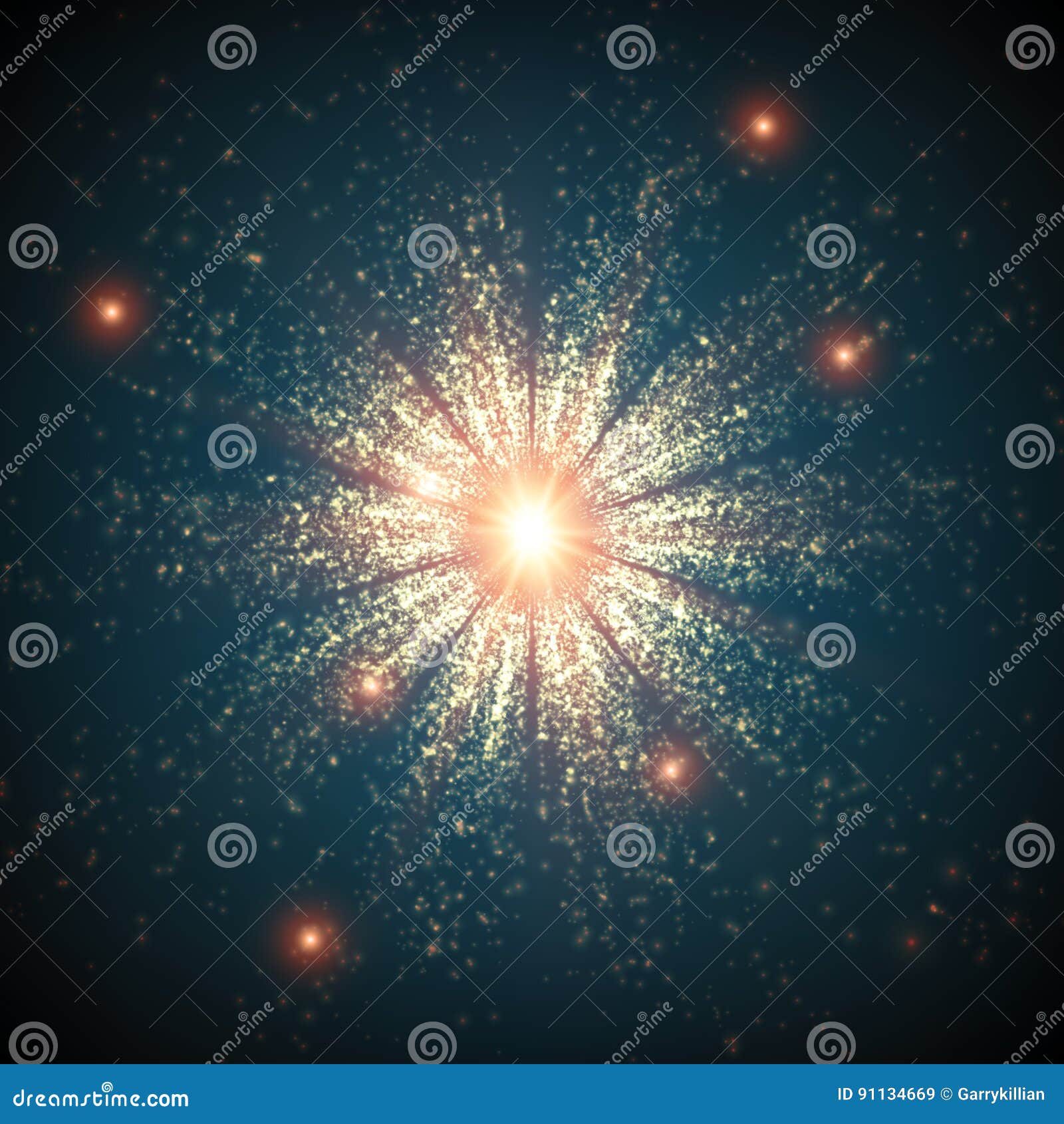 Abstract Vector Space Background. Explosion of Glowing Particles ...