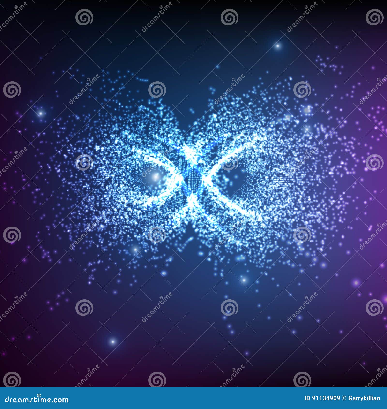 Abstract Vector Space Background. Explosion of Glowing Particles ...