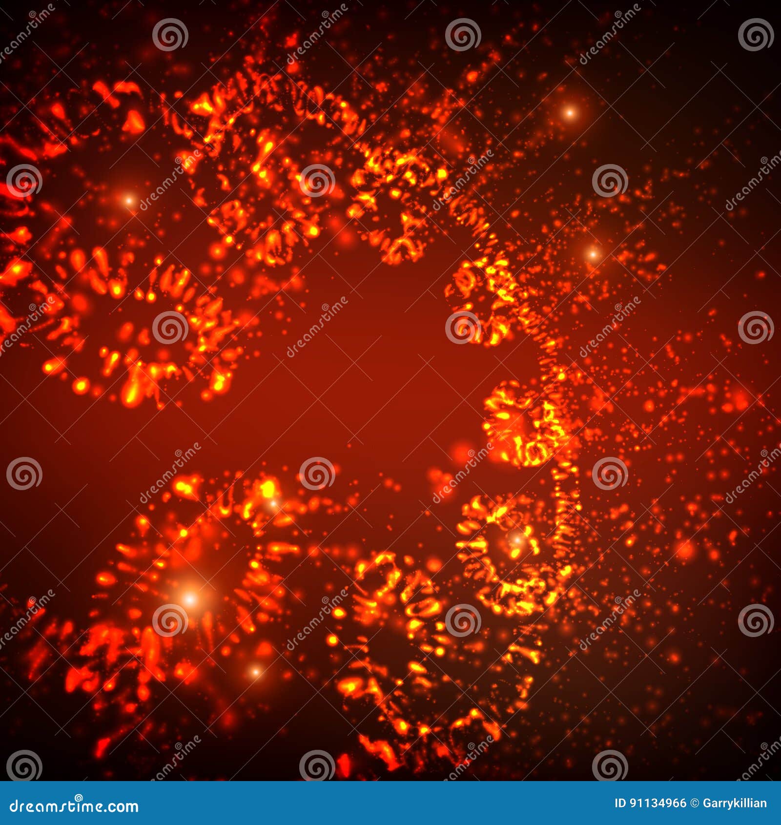 Abstract Vector Space Background. Explosion of Glowing Particles and ...