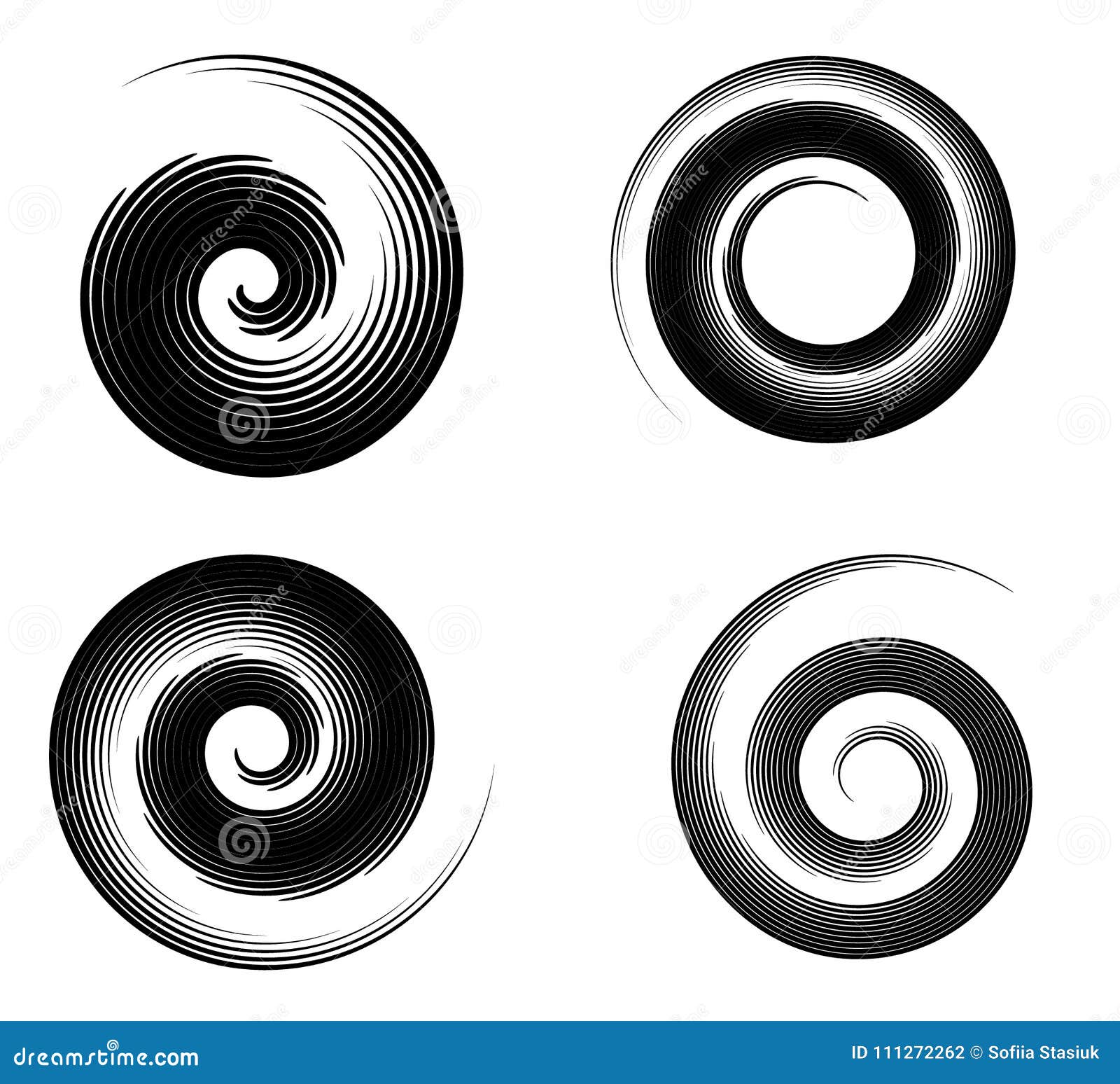 Abstract Vector Spiral Elements, Radial Geometric Striped Patterns ...
