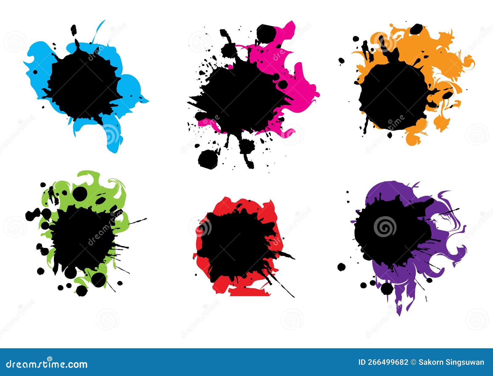 Abstract Vector Splatter Set Color Background Design. Illustration ...