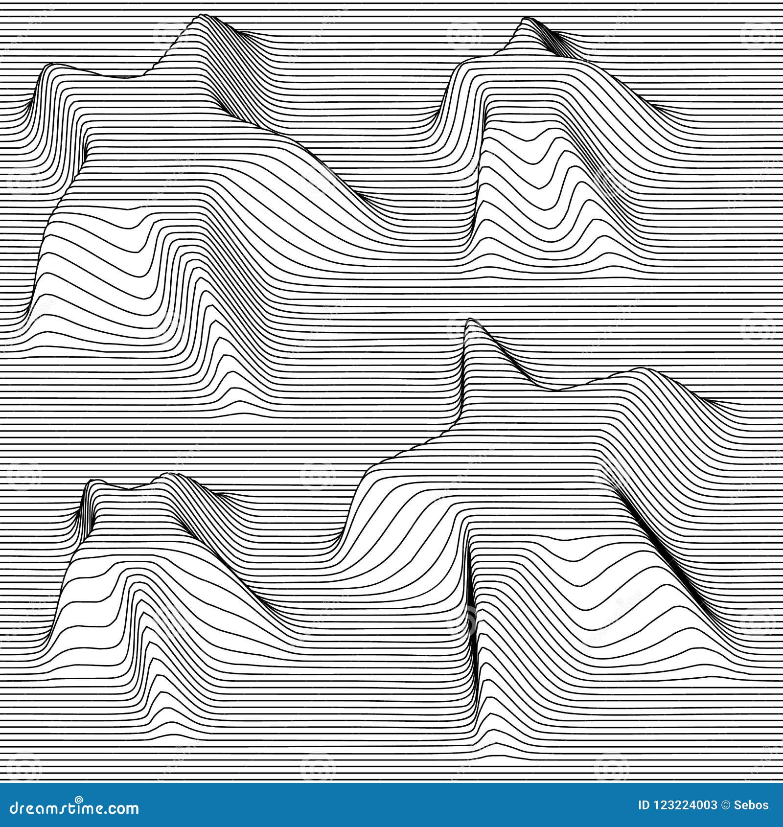 Abstract Vector Stars Seamless Moire Pattern with Lines. Stock Vector ...