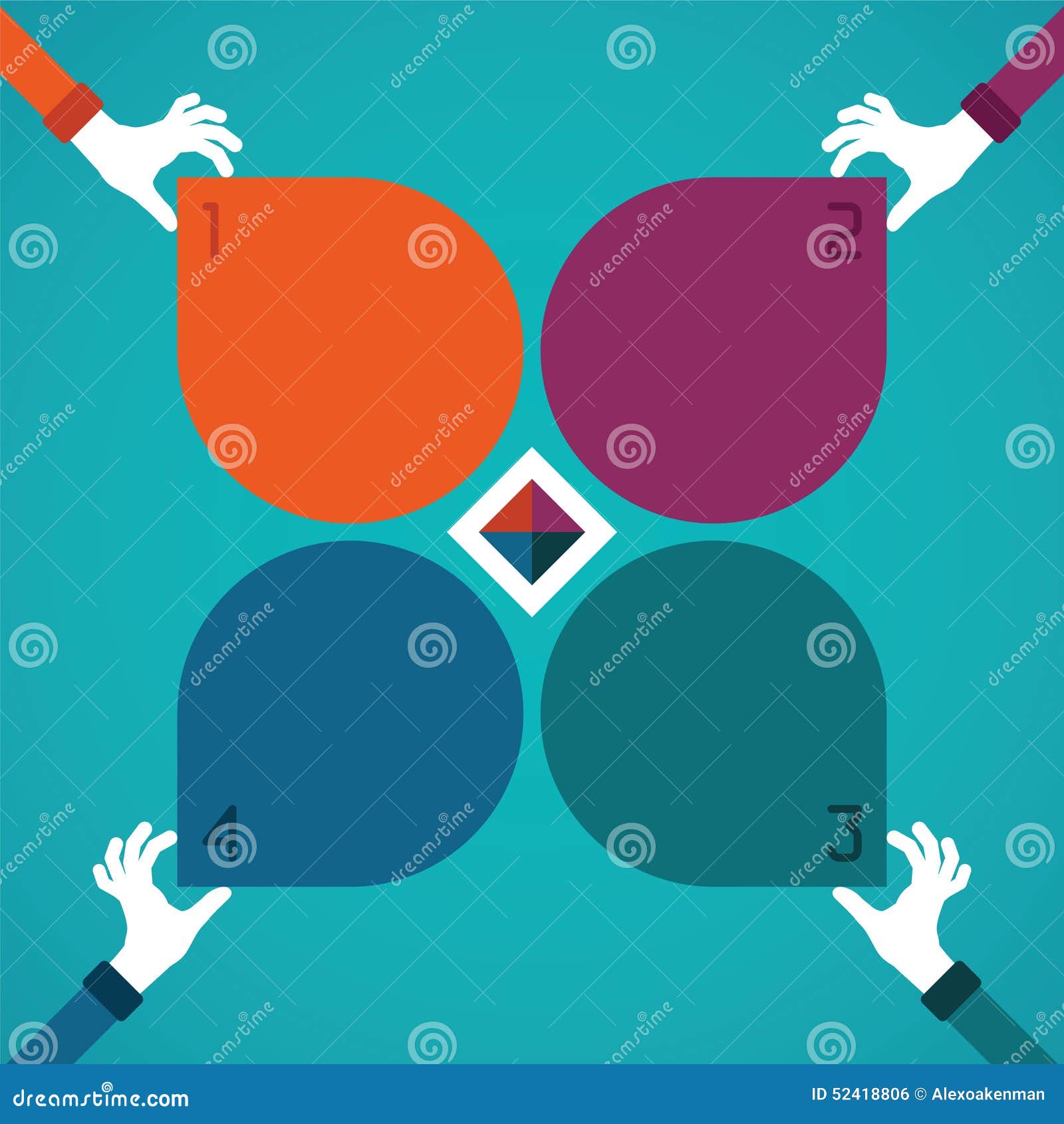 Abstract Vector 4 Steps Infographic Template in Flat Style for Layout ...