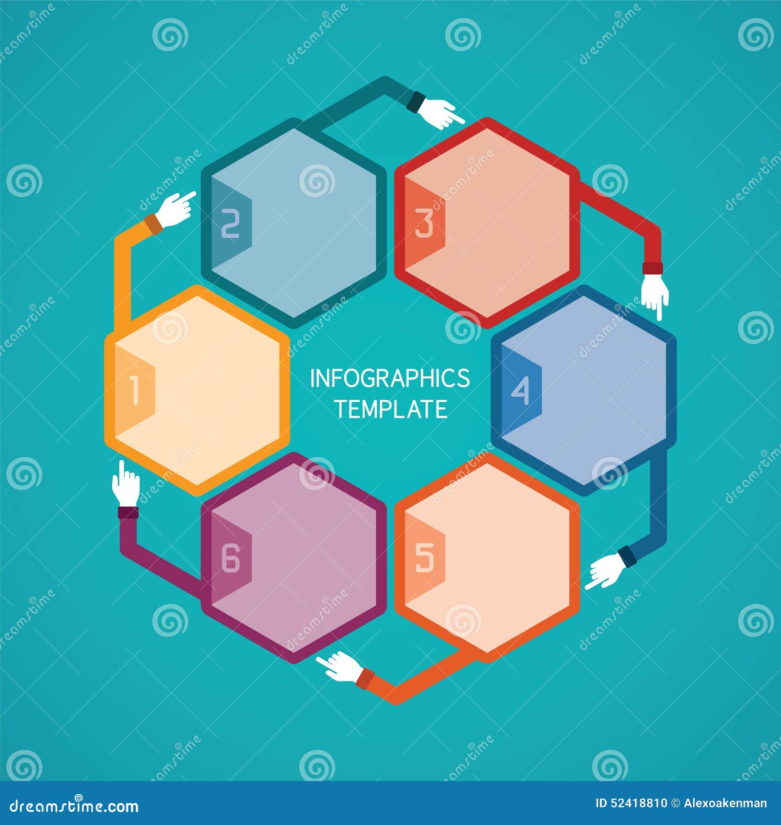 Abstract Vector 6 Steps Infographic Template In Flat Style For Layout ...