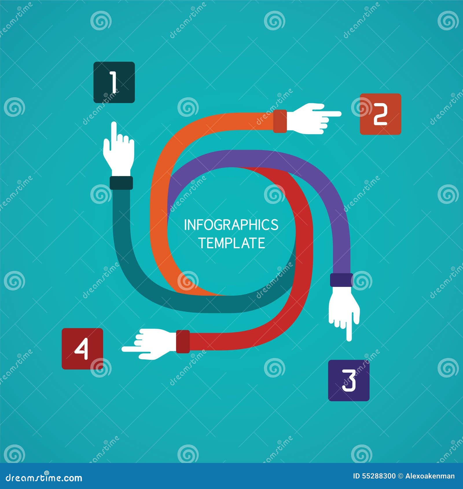 Abstract Vector 4 Steps Infographic Template in Flat Style for Layout ...