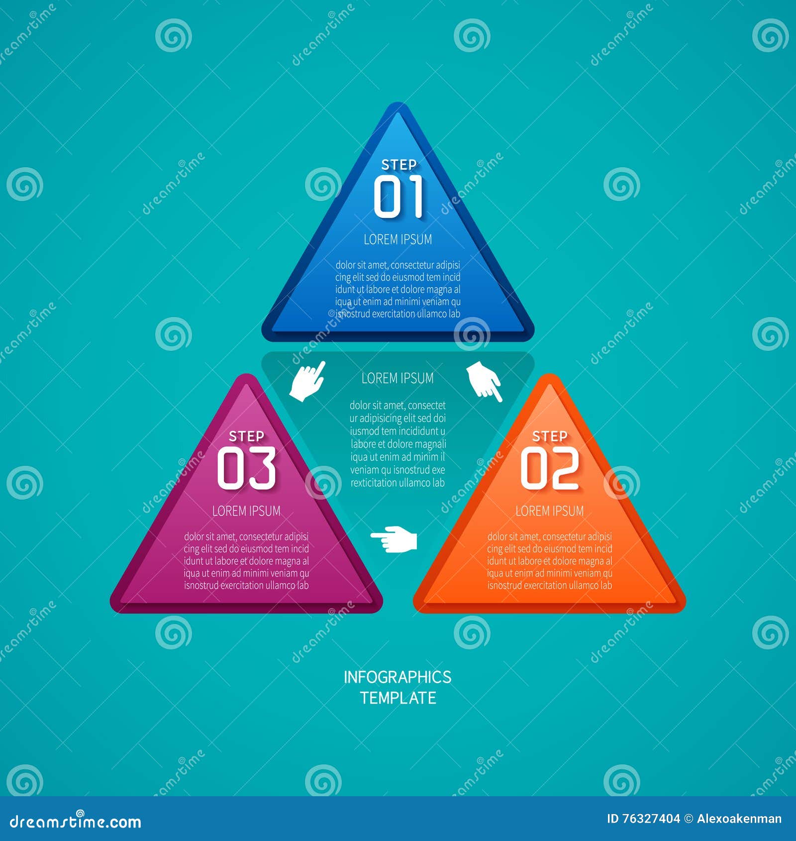 Abstract Vector 3 Steps Infographic Template in Flat Style for Layout ...