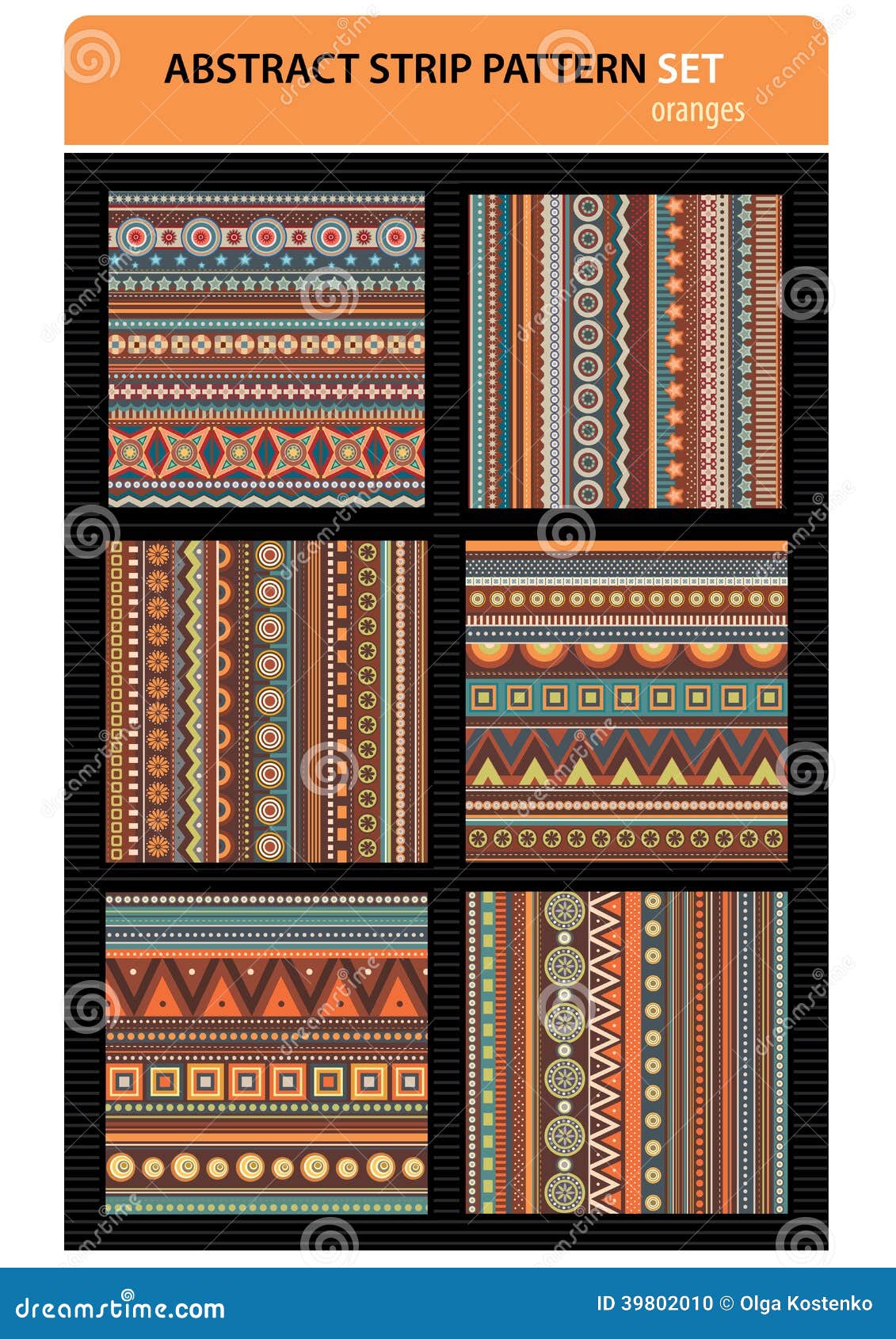 Abstract Vector Strip Pattern Set. Stock Vector - Illustration of ...