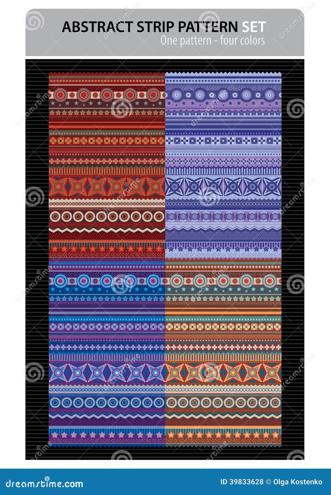 Abstract Vector Strip Pattern Set. Stock Vector - Illustration of ...