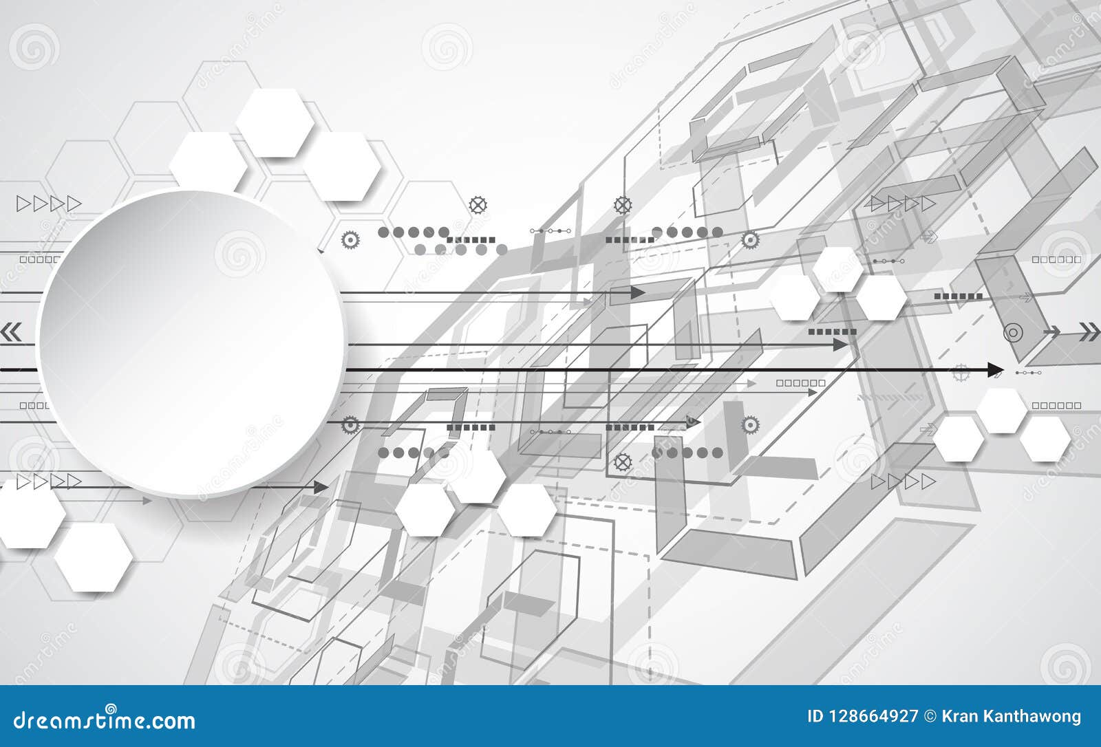 Abstract Vector Technology Hexagon Style Illustration and Geometric ...