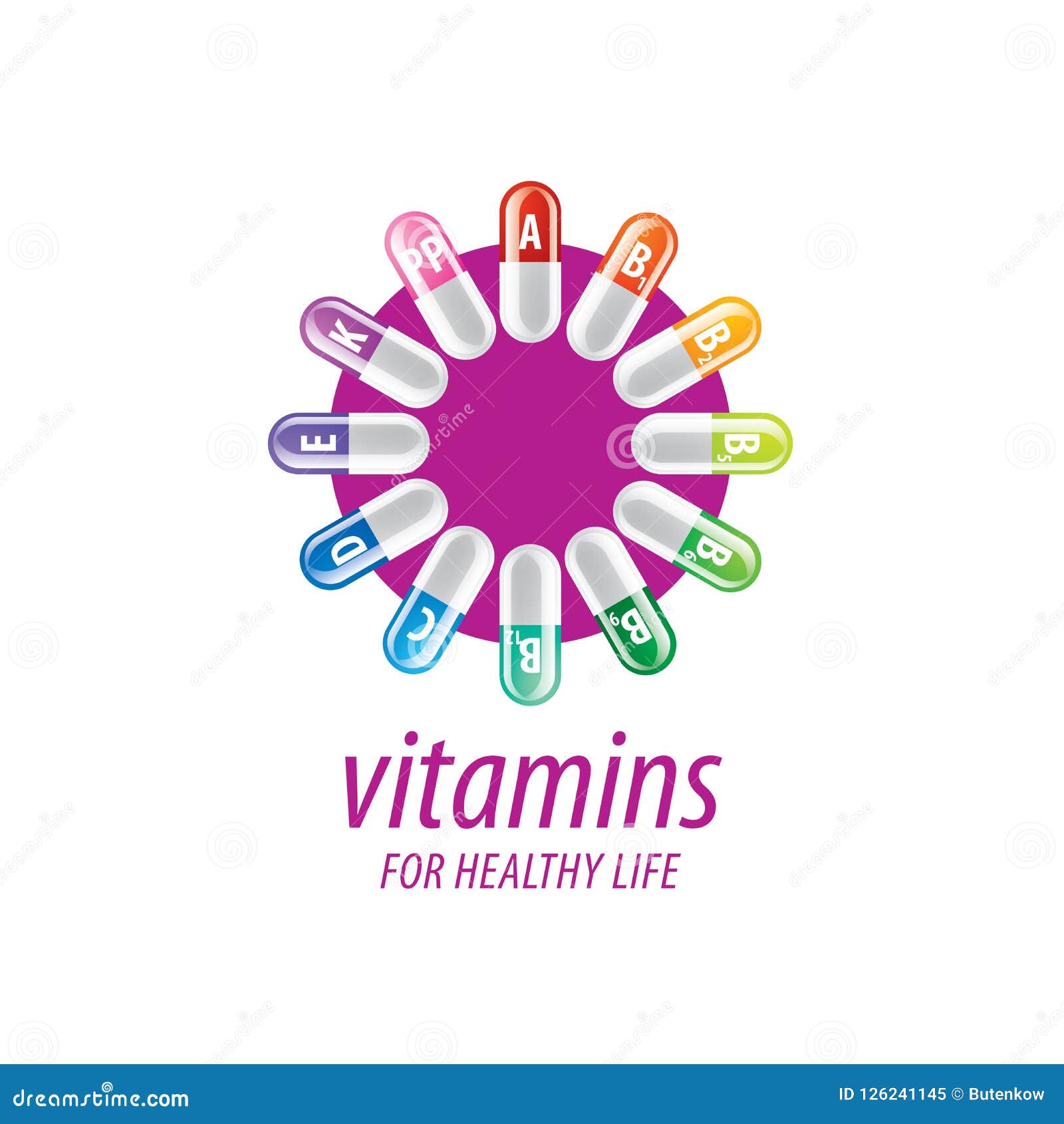 Vector logo vitamins stock vector. Illustration of element - 126241145