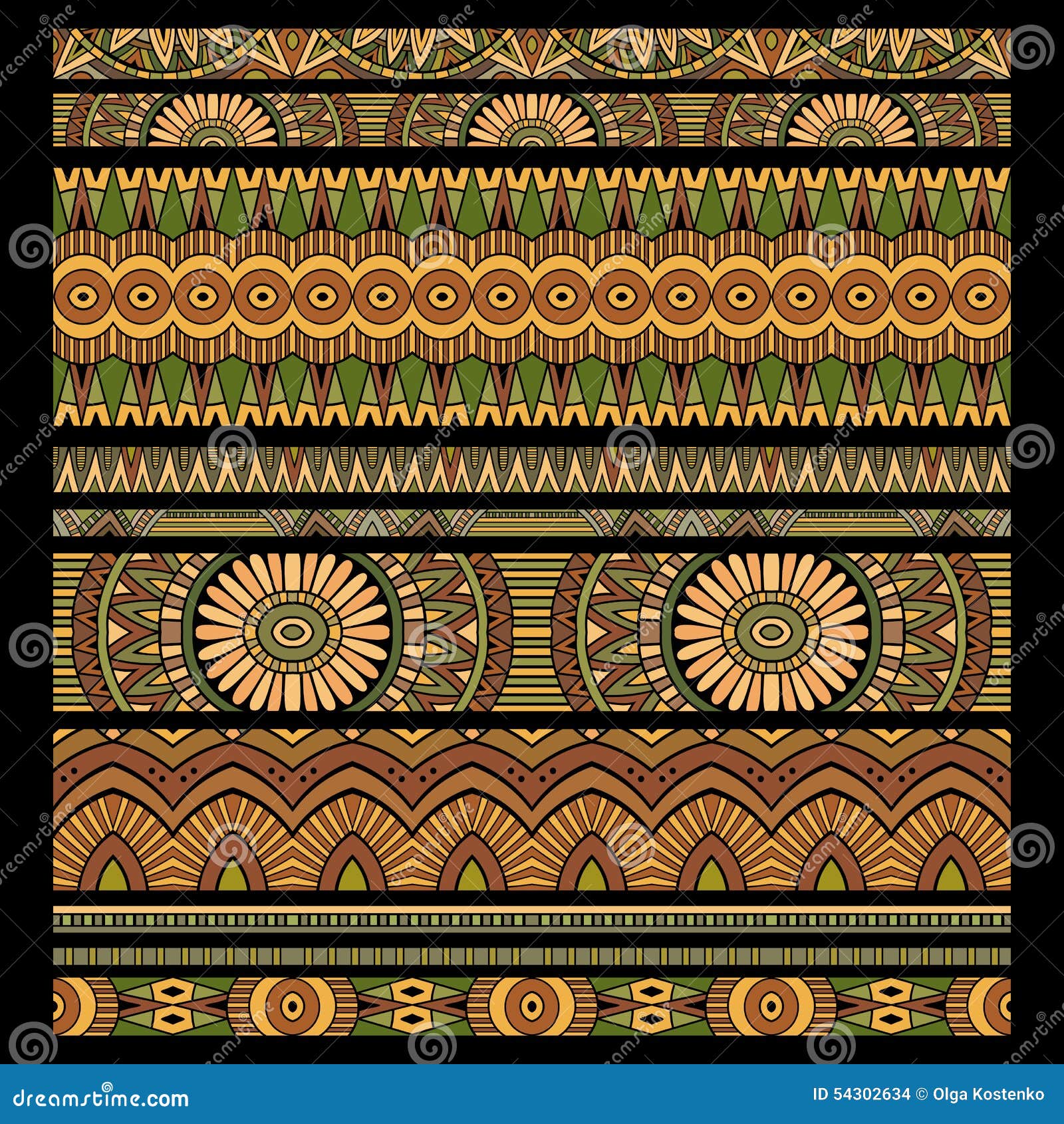 Abstract Vector Tribal Stripes Background Set Stock Vector ...