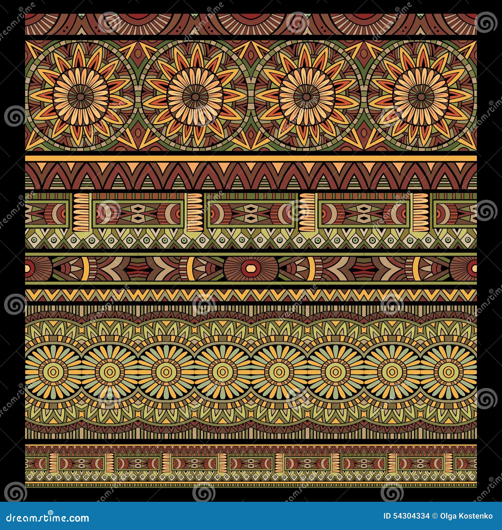 Abstract Vector Tribal Stripes Background Set Stock Vector ...