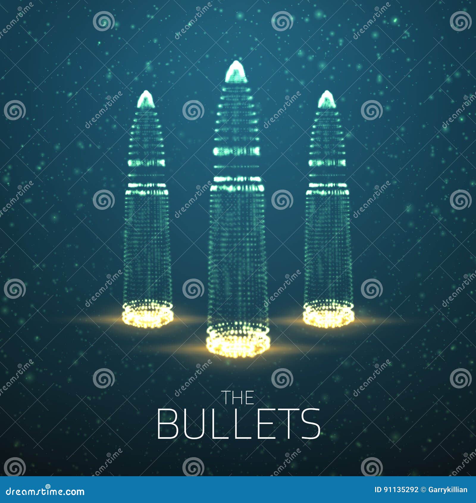 Abstract Vector Turquoise Background with Glowing Bullet. Cloud of ...