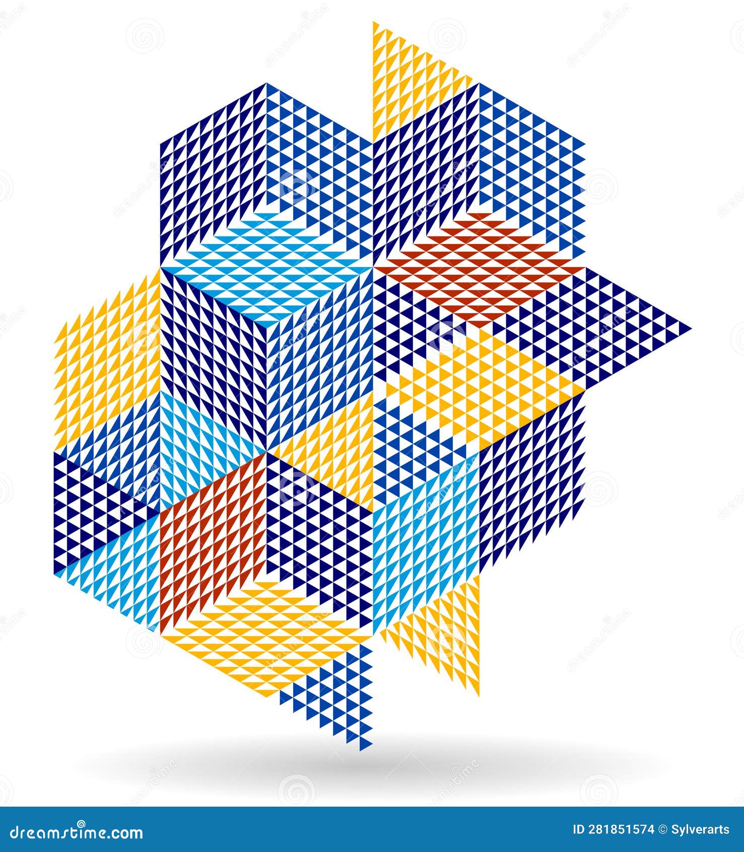 Abstract Vector Wallpaper with 3D Isometric Cubes Blocks, Geometric ...