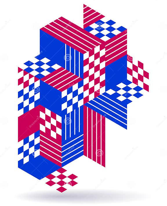 Abstract Vector Wallpaper with 3D Isometric Cubes Blocks, Geometric ...
