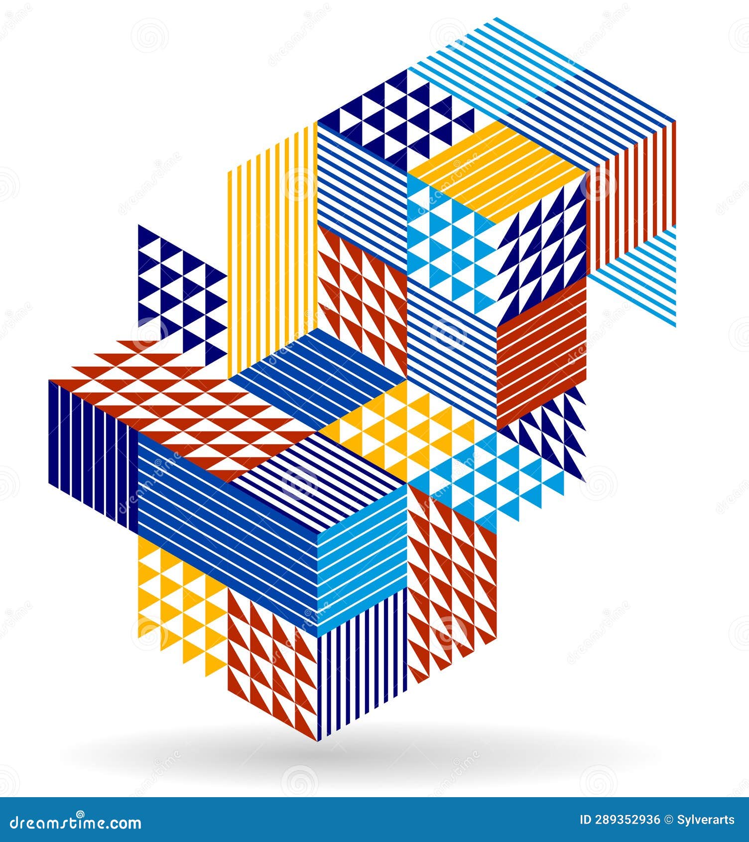 Abstract Vector Wallpaper with 3D Isometric Cubes Blocks, Geometric ...
