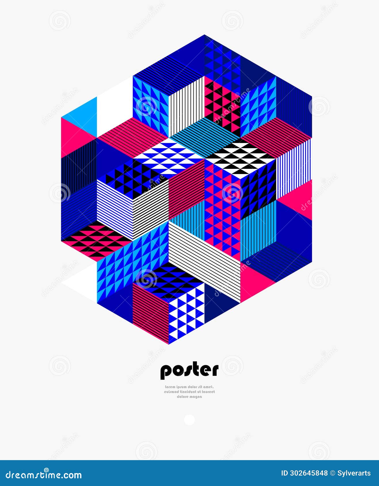Abstract Vector Wallpaper with 3D Isometric Cubes Blocks, Geometric ...