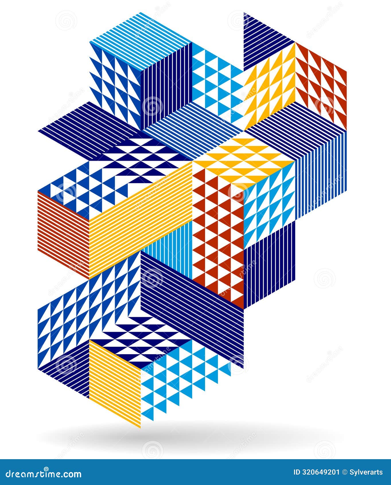 Abstract Vector Wallpaper with 3D Isometric Cubes Blocks, Geometric ...