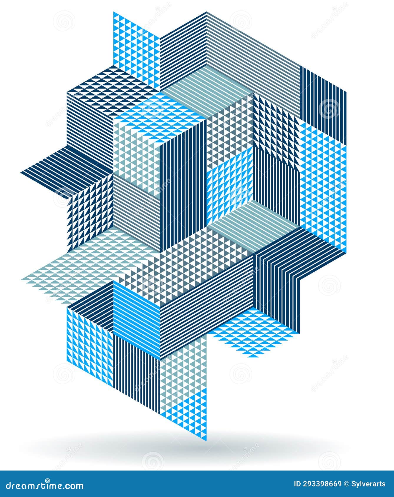 Abstract Vector Wallpaper with 3D Isometric Cubes Blocks, Geometric ...